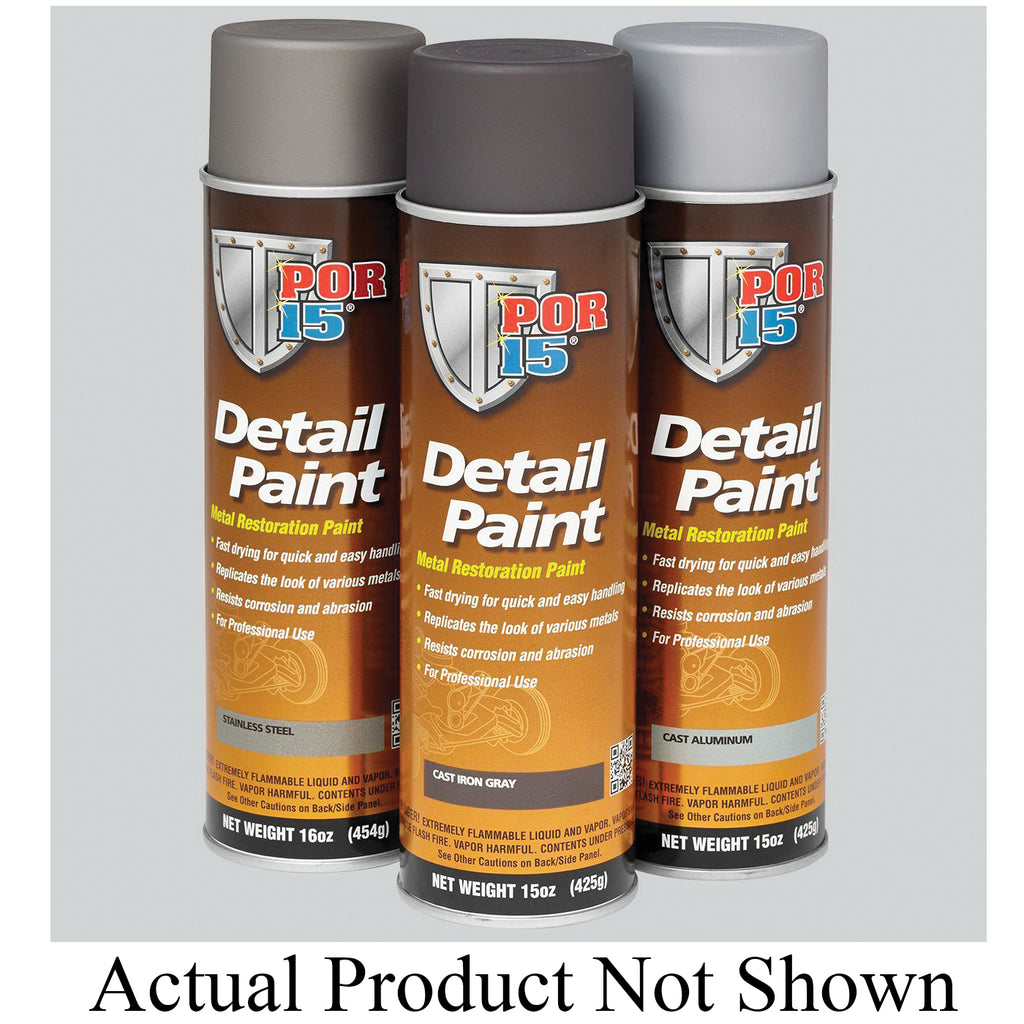 POR 15® 41618 Detail Paint, Aluminum, 567.5 g/L VOC, 15 oz, Aerosol Ca ...